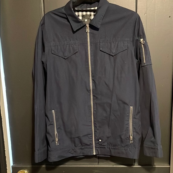 DC | Jackets & Coats | Dc Blue Lightweight Shirt Jacket With Collar And ...